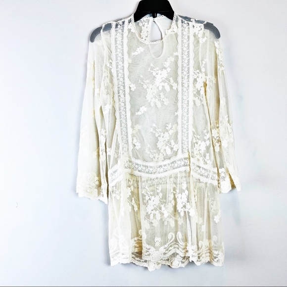 painted threads | Dresses | Painted Threads Sheer Lace Mesh Mini Dress Tunic Small | Poshmark